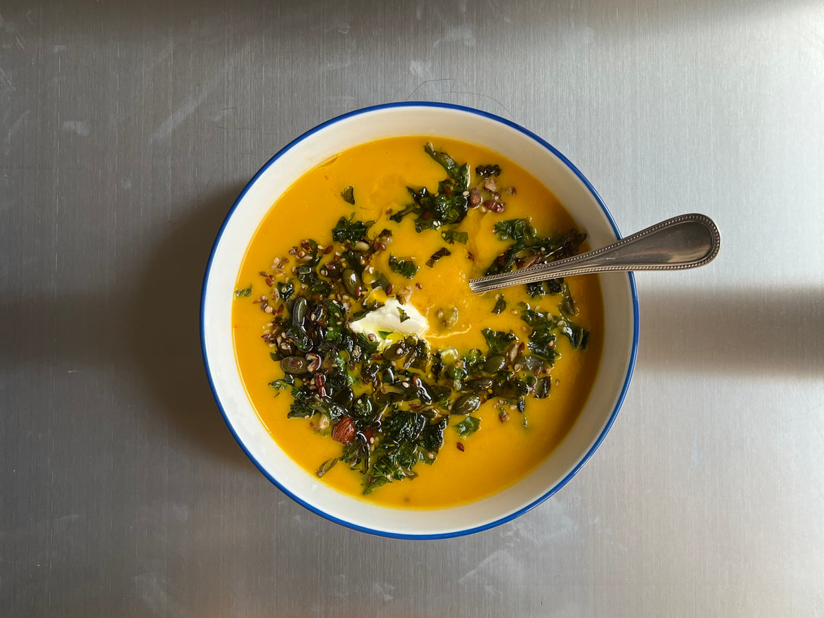 Apple & squash soup with a spiced kale and nut granola – Citizens of Soil